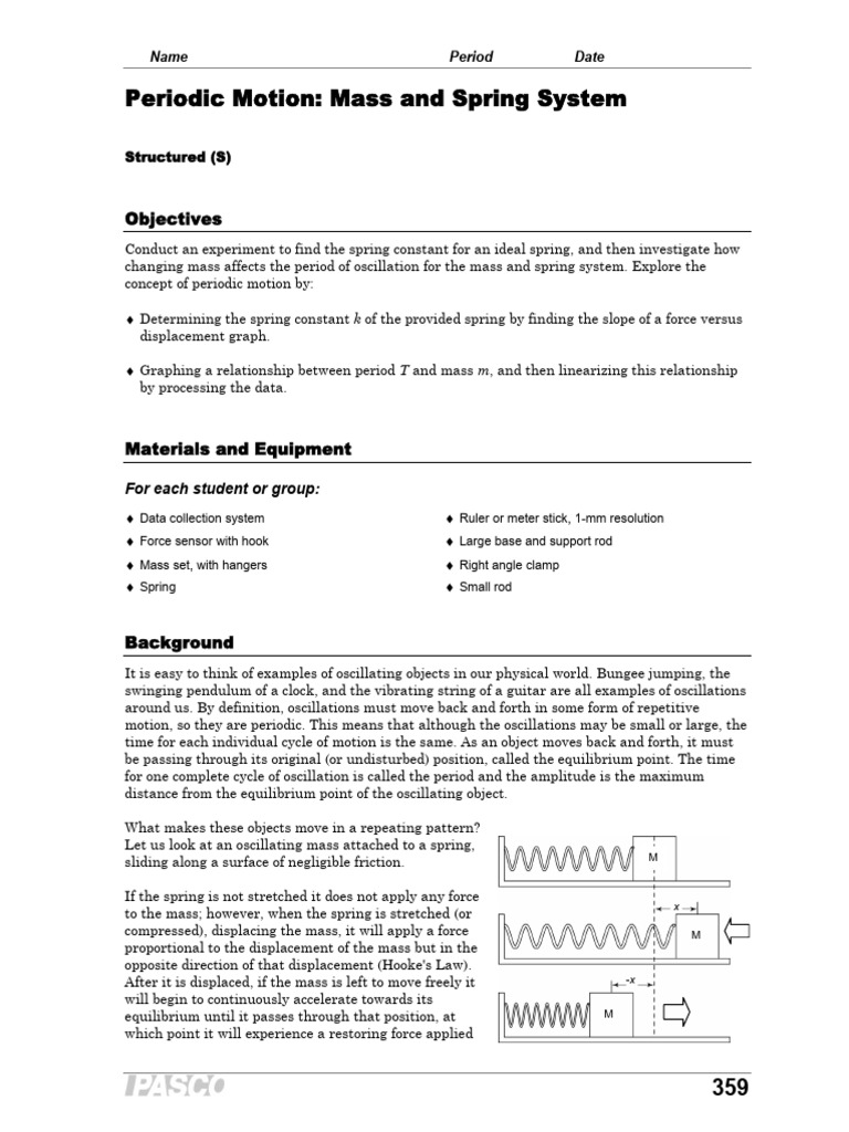 Spring Constant and Oscillation Period | PDF | Oscillation | Physical ...