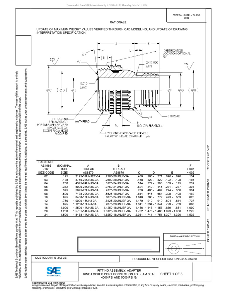 Fitting Assembly, Adapter Ring Locked Port Connection To Beam Seal 4000 ...