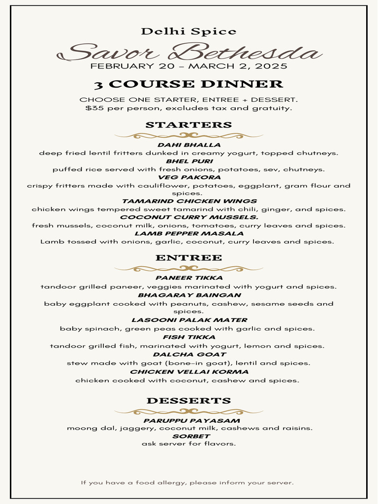 Delhi Spice Menu | PDF