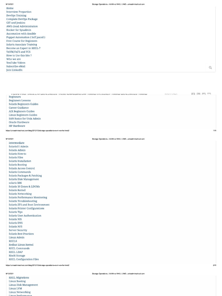 Storage Operations VXVM Vs Rhel lvm2 | PDF
