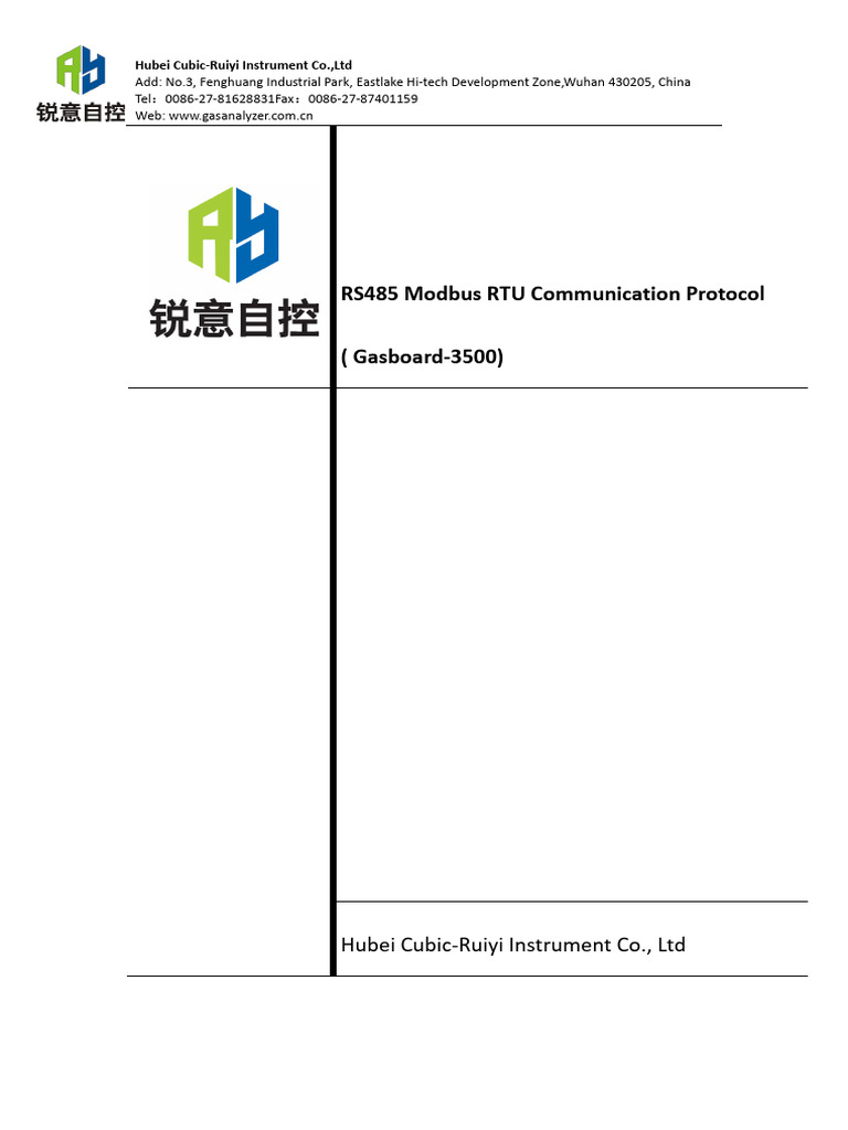 Gasboard-3500 RS485 Modbus RTU Communication Protocol V1.4 | PDF | Data Transmission | Computer ...