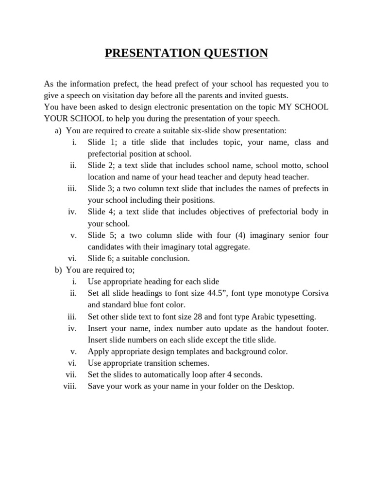 Presentation Question | PDF