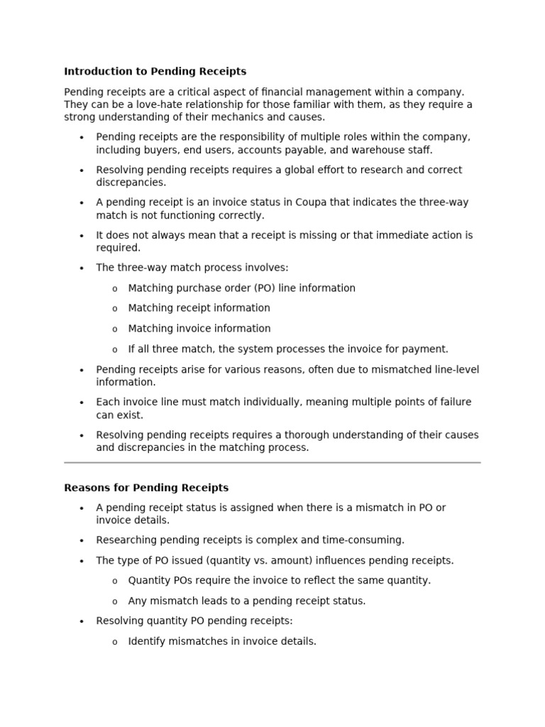 Introduction to Pending Receipts | PDF | Receipt | Point Of Sale