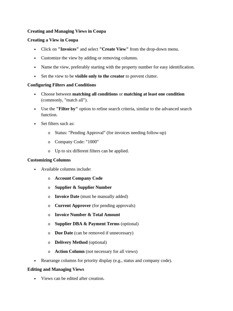 Managing Views and Invoices in Coupa | PDF | Invoice | Accounts Payable
