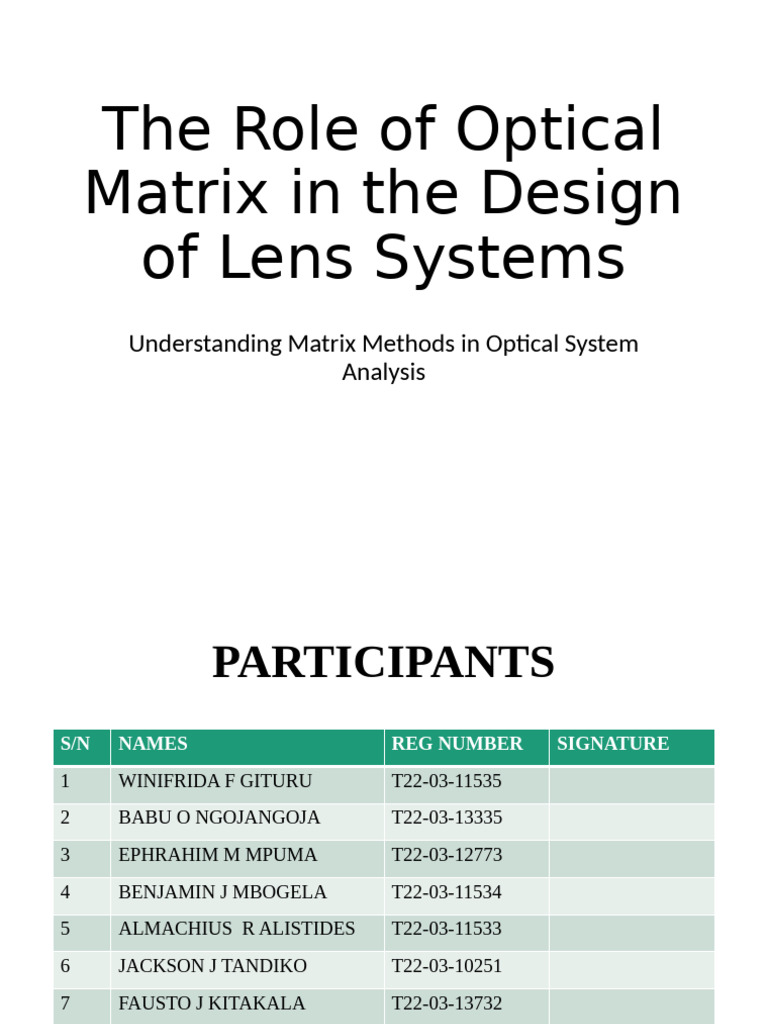 Optics Presentation | PDF | Optics | Matrix (Mathematics)