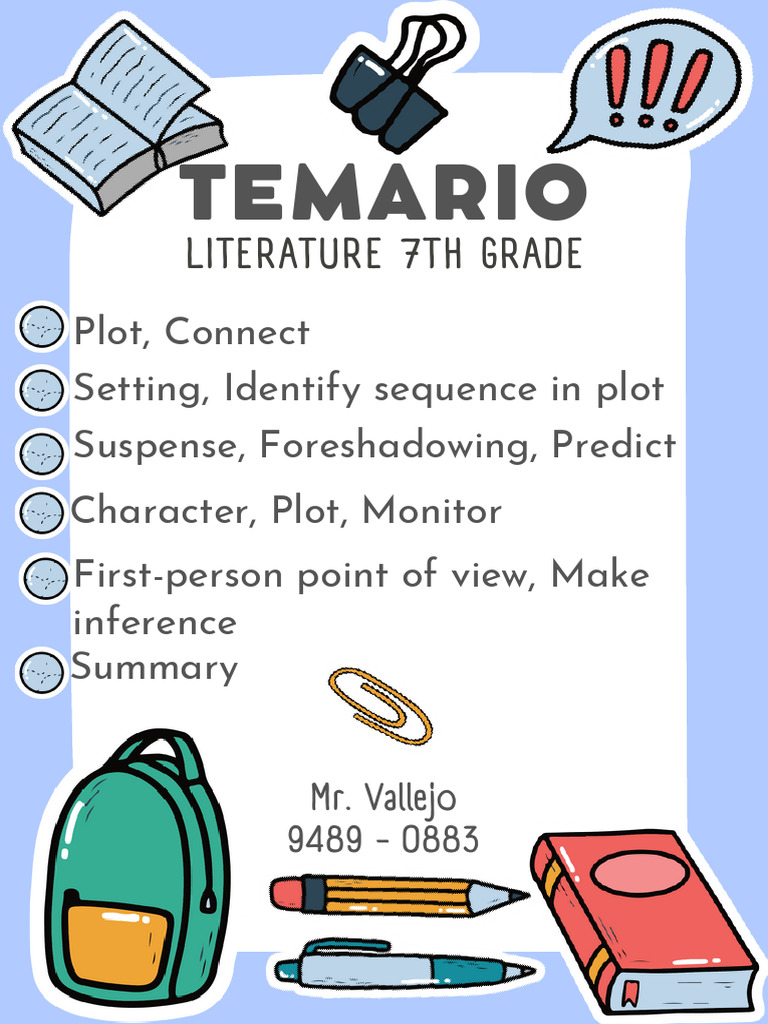 Temario I Parcial Literature 7th | PDF