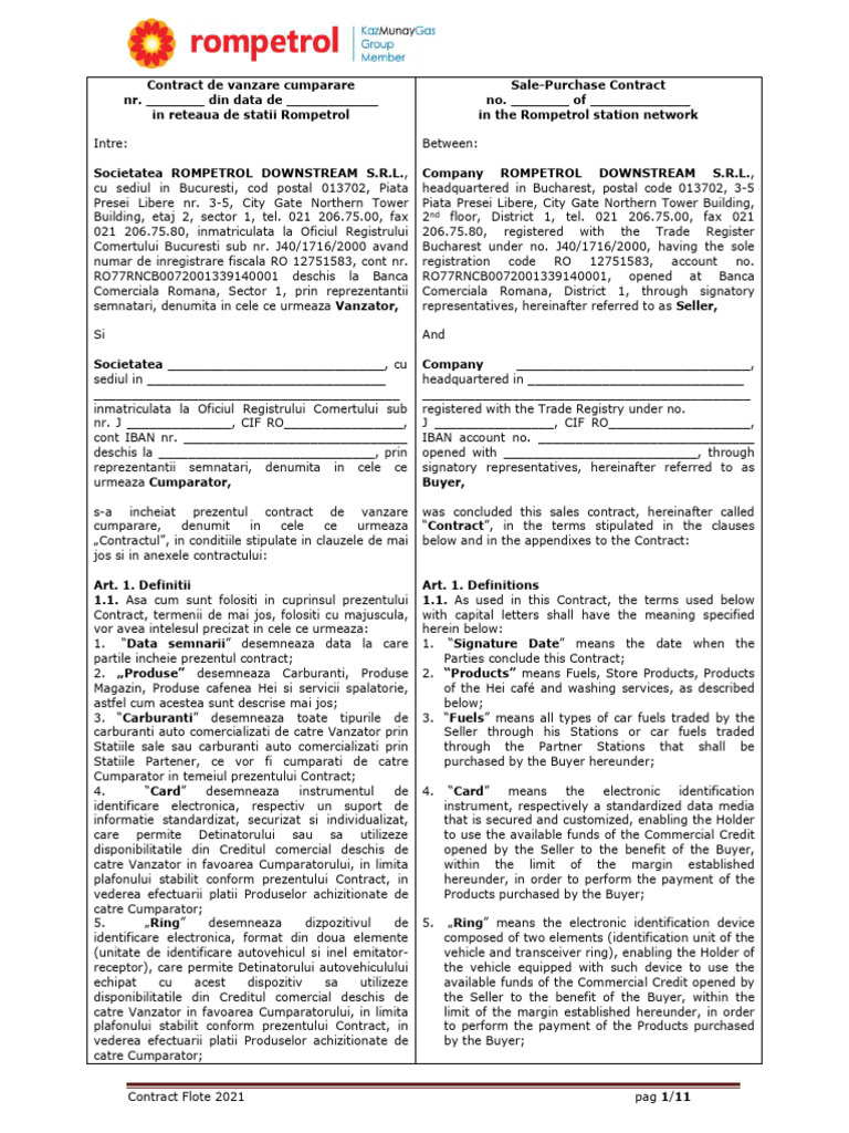 Contract Flote Fara Anexe 2021 | PDF | Invoice | Payments