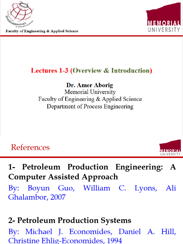 Lectures 1 - 3 Production Eng - PROC 7291 - EnGI 9110 - S2024 - Lecture ...