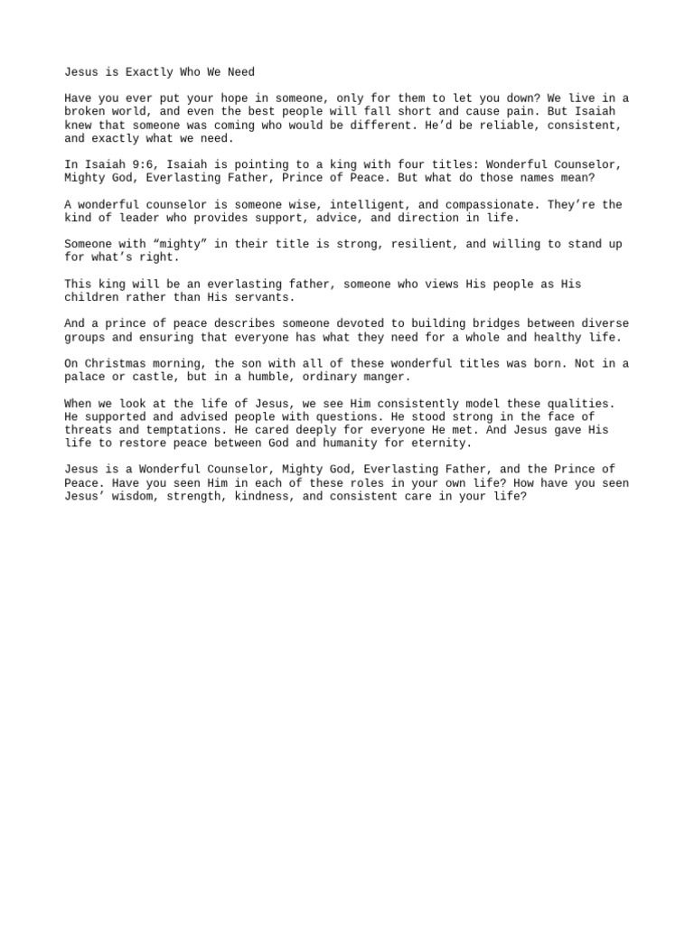 1jesus Is Who We Need | PDF