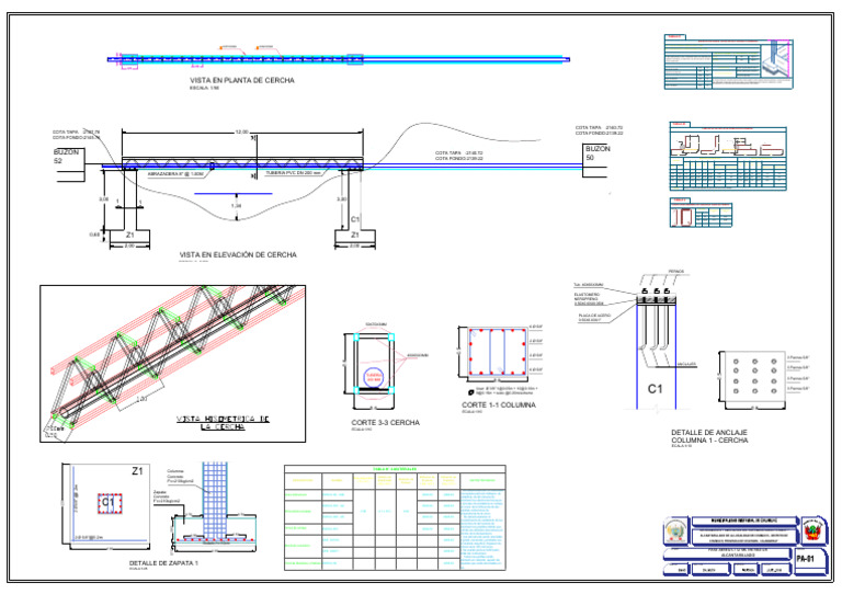 Plano Pase Aereo L 12.00M Tipo Cercha Metalica | PDF | Hormigón | Fundación (Ingeniería)