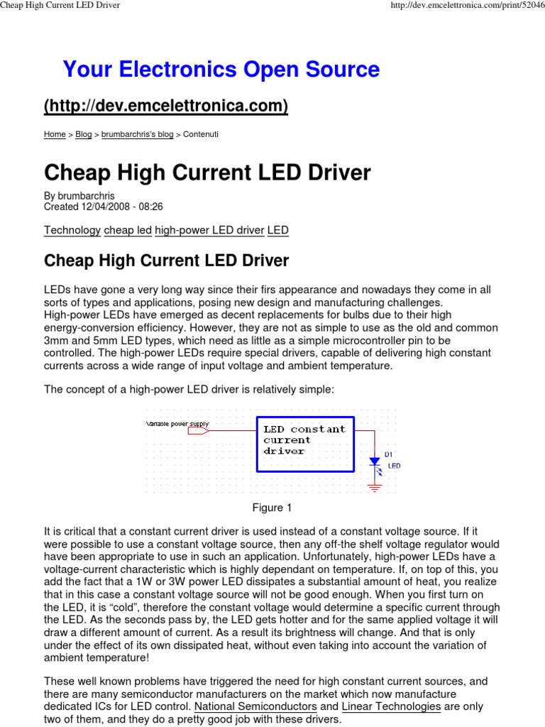 Affordable High Current LED Driver Guide | PDF | Light Emitting Diode ...