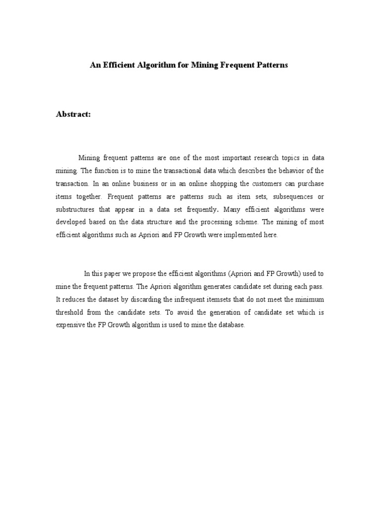 Efficient Algorithm For Mining Frequent Patterns Java Project Pdf Java Virtual Machine