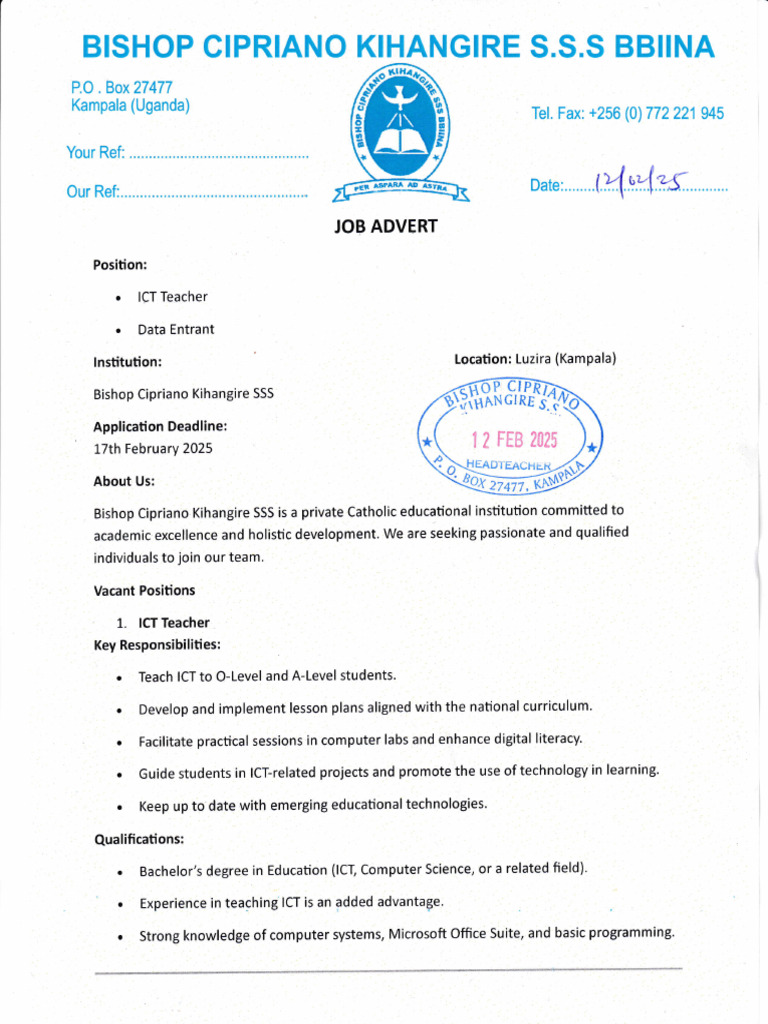 12334dan Job Advert Ict and Data Entry | PDF | Information And ...