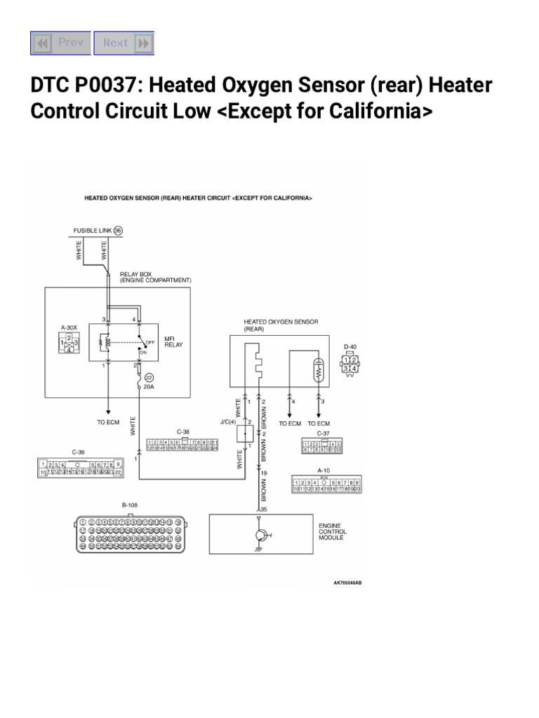 13A-DTC P0037 - Heated Oxygen Sensor Heater Control Circuit Low ...