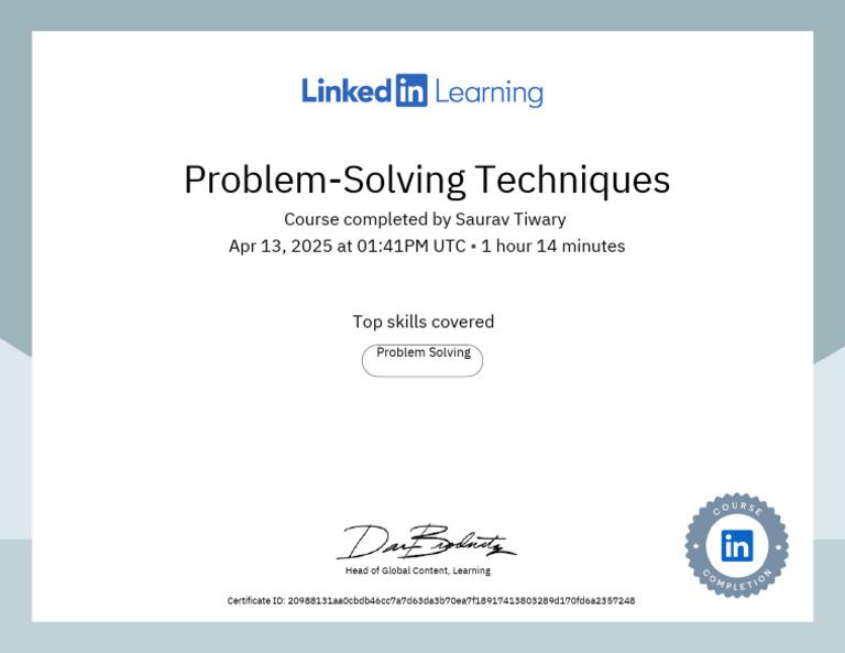 CertificateOfCompletion - ProblemSolving Techniques PDF | PDF