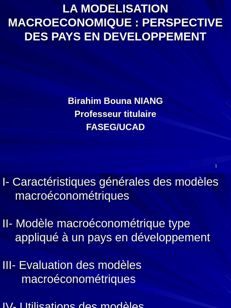 Cours-Modelisation-macro-PED | PDF | Économétrie | Macroéconomie