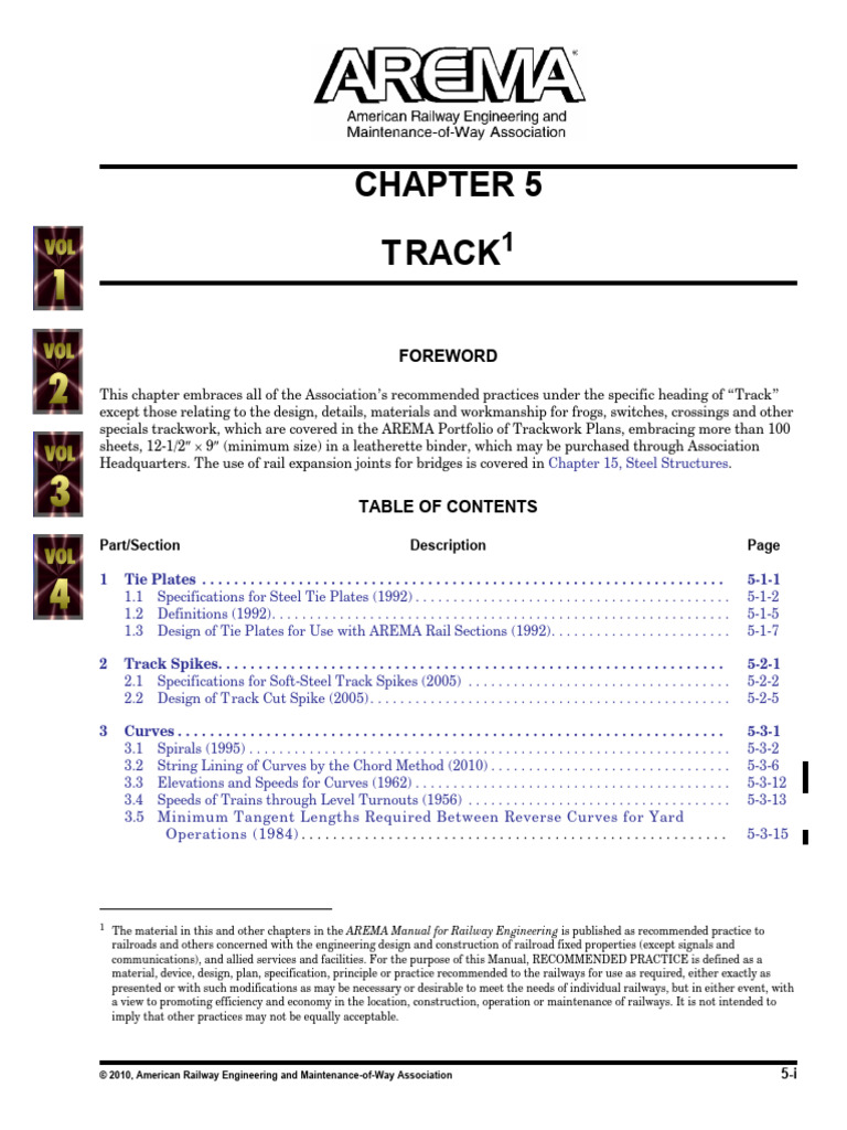 AREMA MRE 2010 TOC-Vol1 Ch5 | PDF | Rail Transport | Transport ...