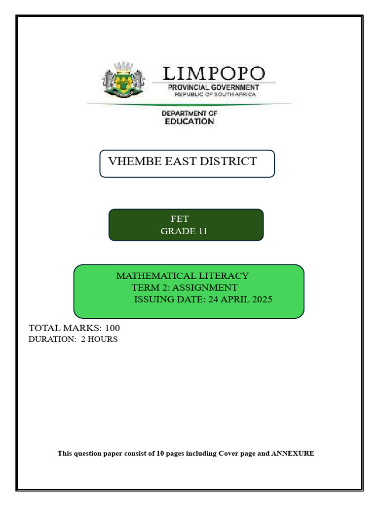Grade 11 Maths Literacy Term 2 Assignment | PDF | Value Added Tax ...