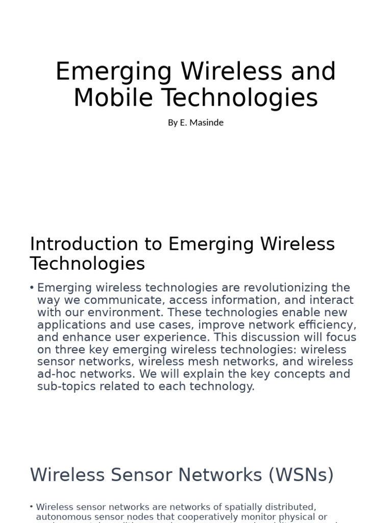 06 - Emerging Wireless and Mobile Technologies | PDF | Wireless Ad Hoc Network | Routing