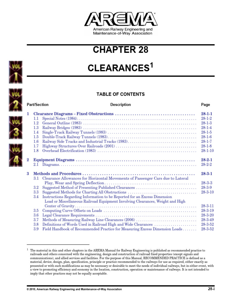 AREMA Chapter 28: Clearances Overview | PDF | Rail Transport