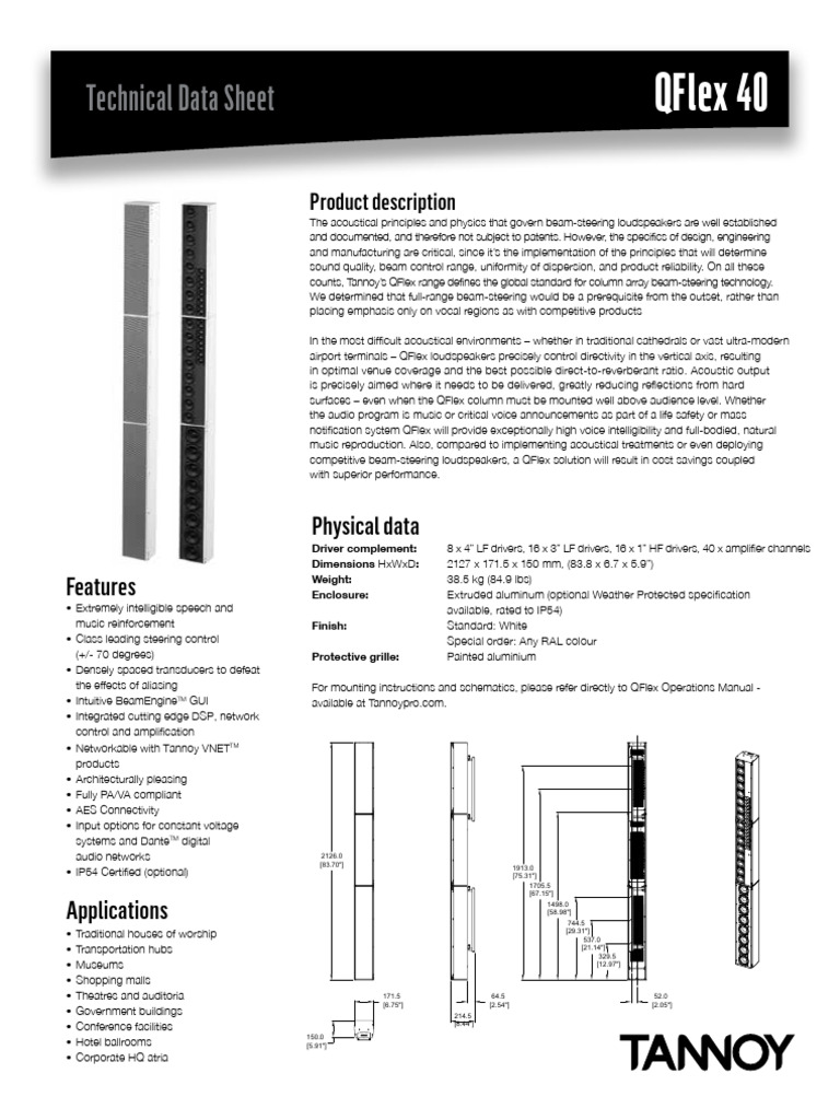QFlex 40 Data Sheet | PDF | Loudspeaker | Information And Communications Technology