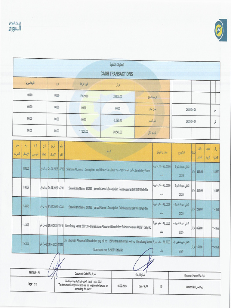 Cash Book AL .0000 - 24-4-2025 | PDF