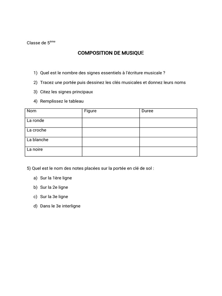 Compo Musique 1er Semestre | PDF