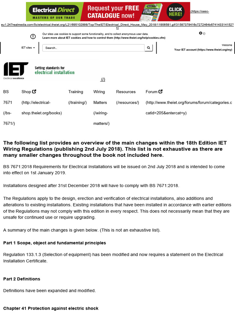 IET BS7671 18th Edition Changes | PDF | Electrical Wiring ...