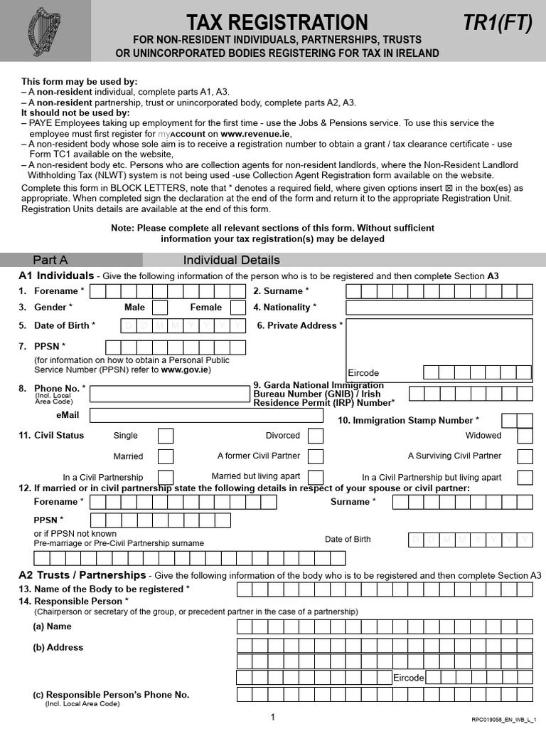 Form tr1 Non Resident | PDF | Value Added Tax | Renting