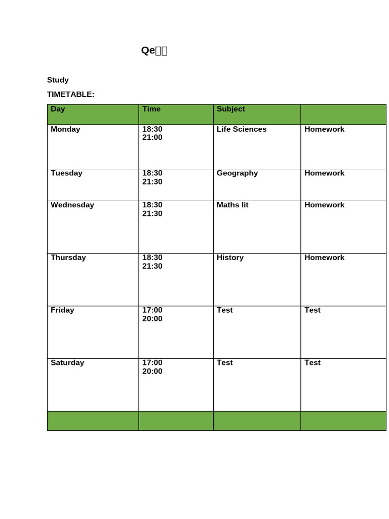 Final Term 2 Timetable for Lfsc Common Tasks | PDF
