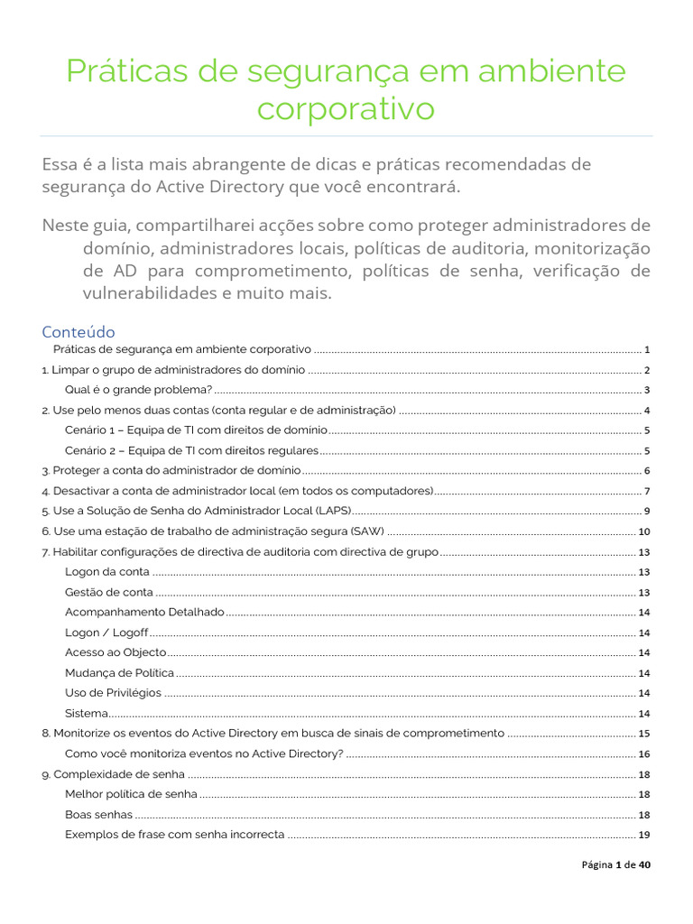 Segurança no Active Directory | PDF | Diretório ativo | Sistema de ...