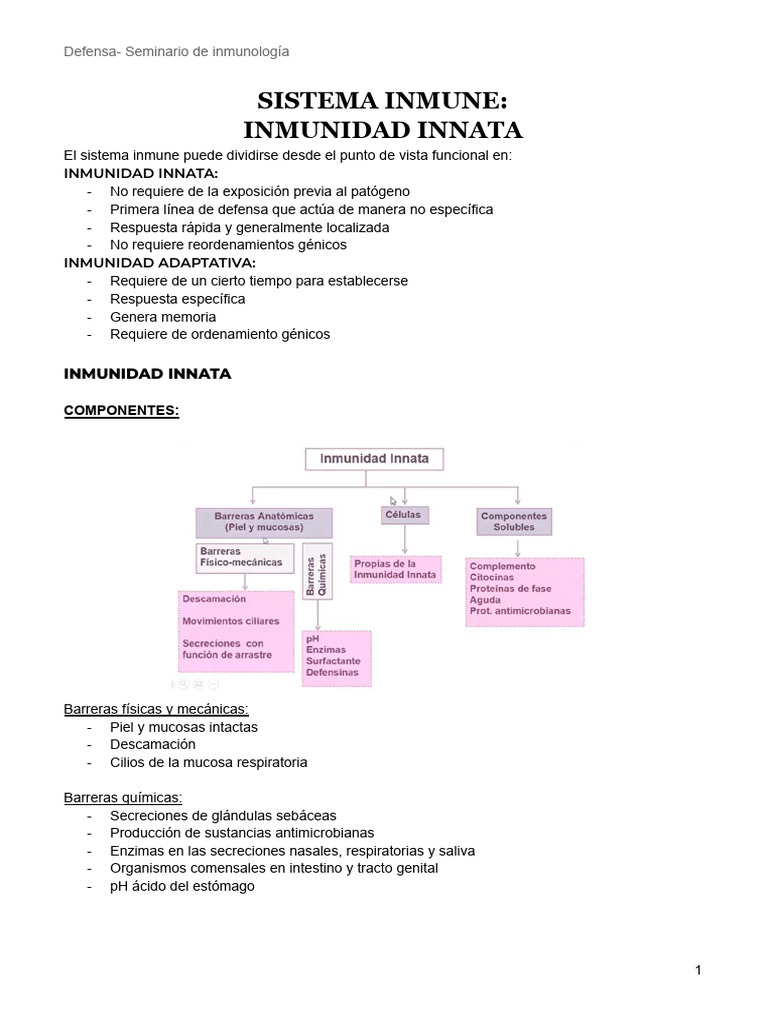 SISTEMA INMUNE_ Inmunidad Innata | PDF | Sistema complementario | Sistema inmune