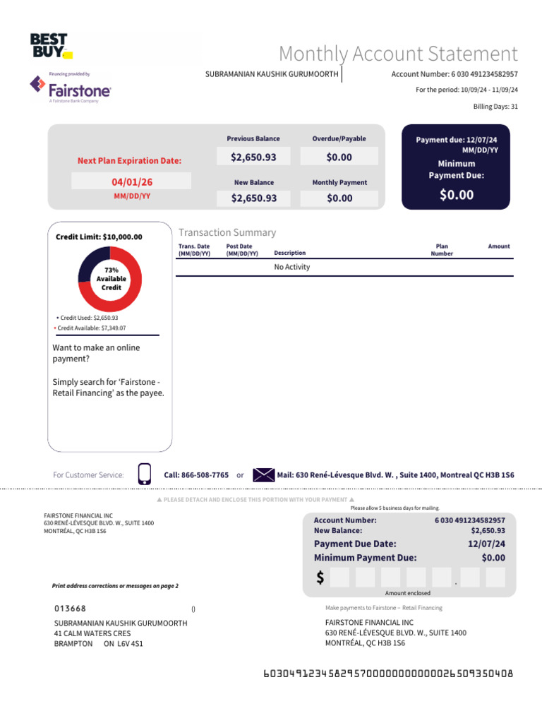 Statement 20241109 0006030491234582957 PDF | PDF | Credit Card | Payments