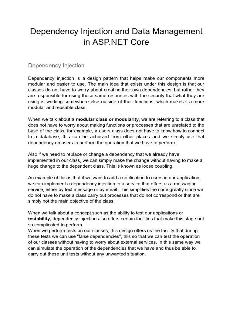 Task3 - Dependency Injection and Data Management in ASP - NET Core | PDF | Databases | Computing