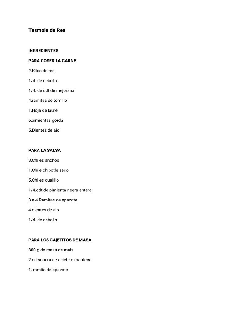Receta de Tesmole de Res Tradicional | PDF