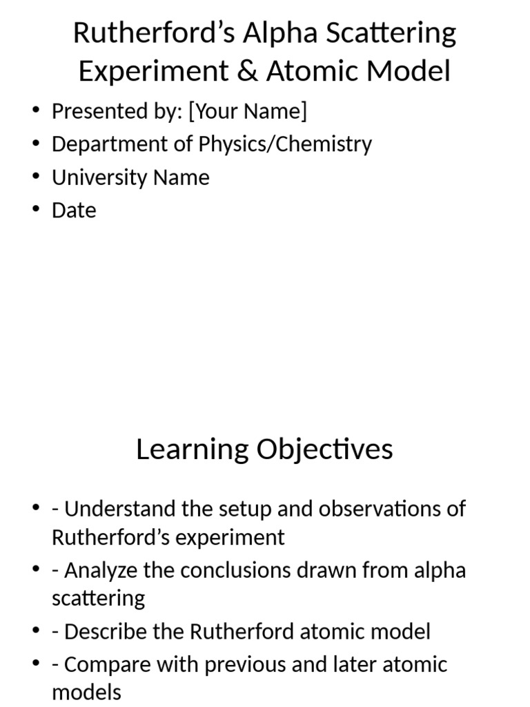 Rutherford Alpha Scattering Atomic Model | PDF
