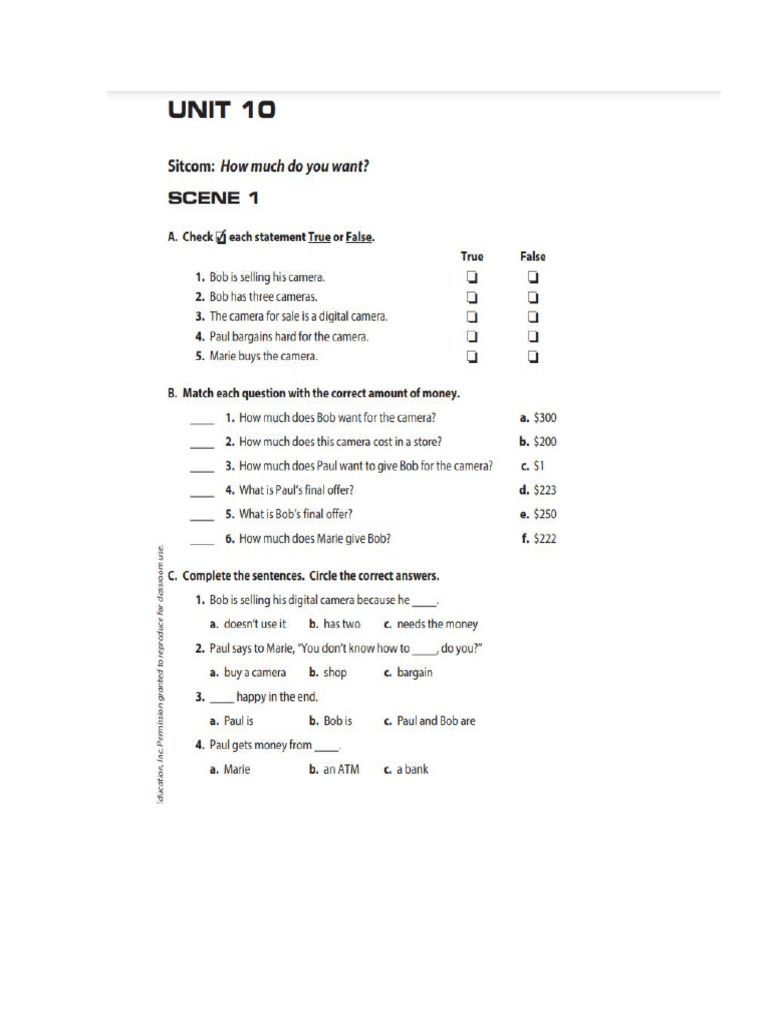 Scene 1 Unit 10 Worksheet Ok | PDF