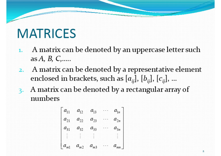 Lec2 Matrices Algebra | PDF