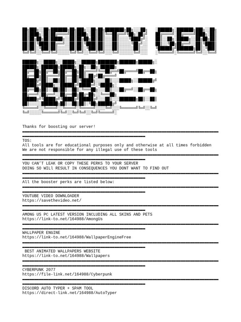 Infinity Gen Booster Perks 1-1 1 | PDF