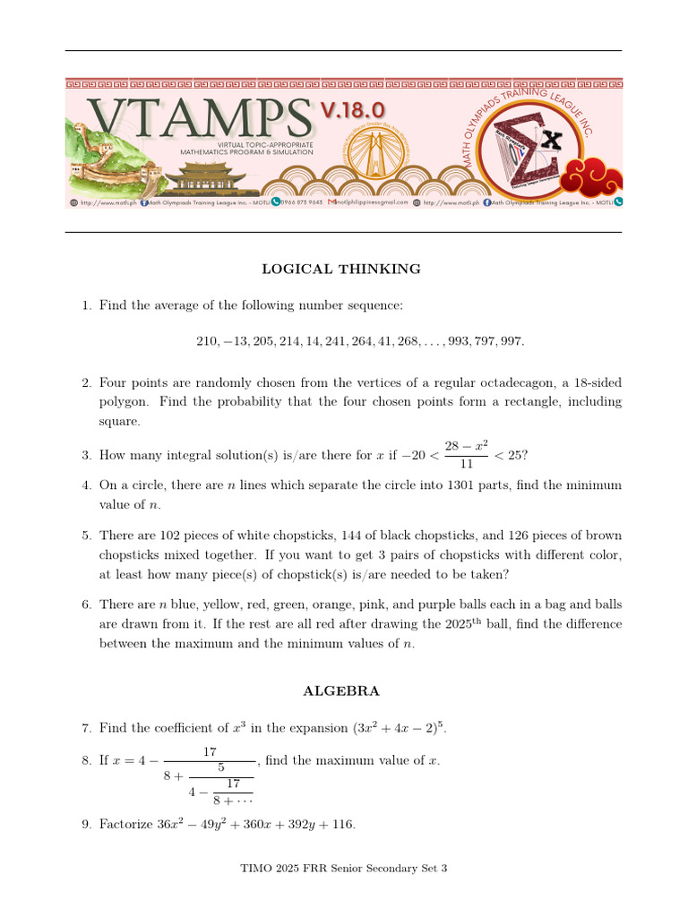 TIMO 2025 FRR SS Set 3 Corrected Solution Manual 1 | PDF | Trigonometric Functions | Area