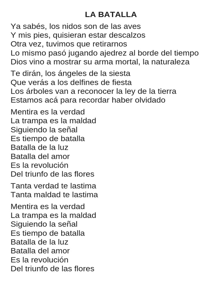 La Batalla - Letra | PDF