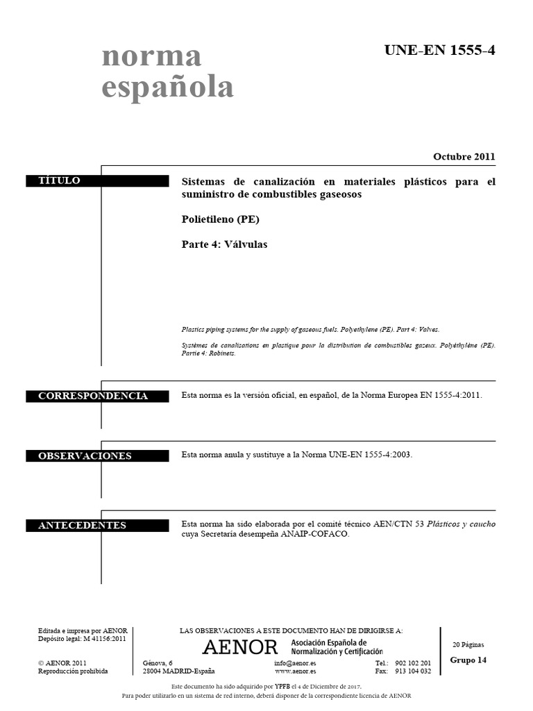 Une-En 1555-4 | PDF | Válvula | El plastico