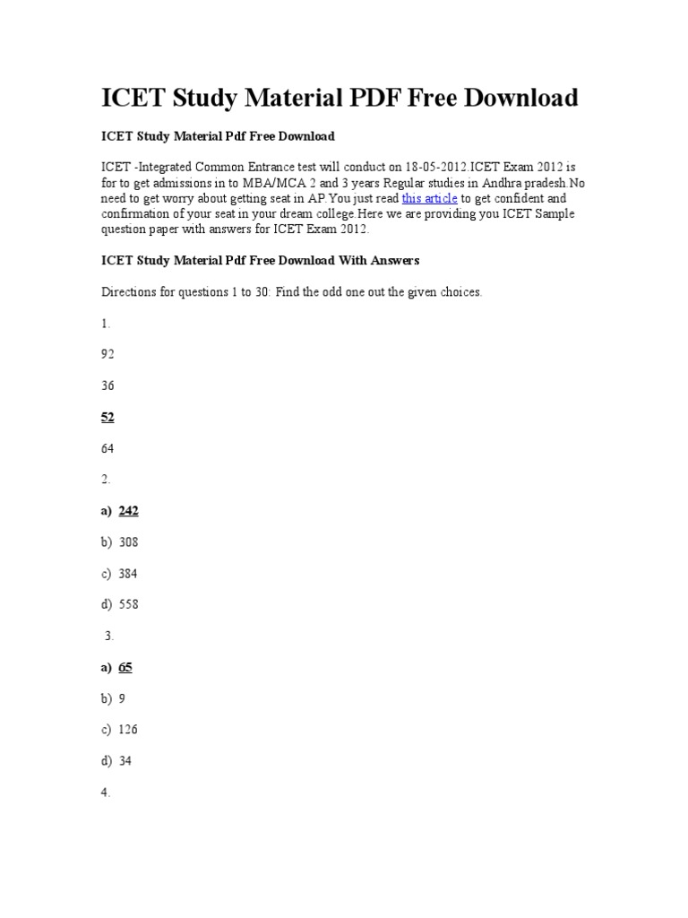ICET Study Material and Sample Papers | PDF | Technology & Engineering