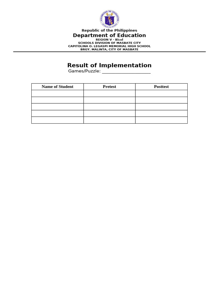 Result-Summay Template | PDF