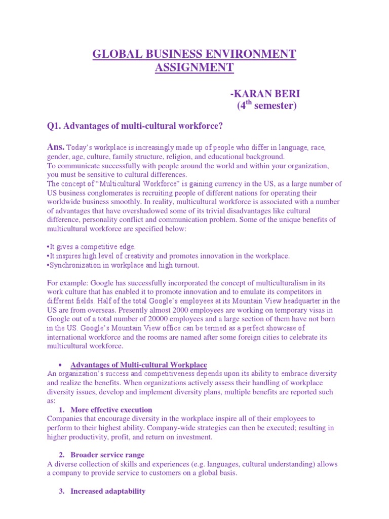 Global Business Environment Assignment | PDF | Anthropology | Negotiation