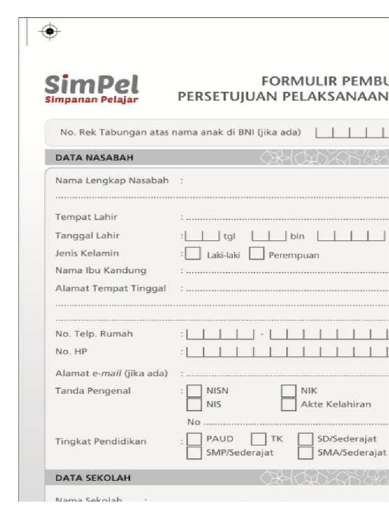 Formulir Simpel Bni | PDF