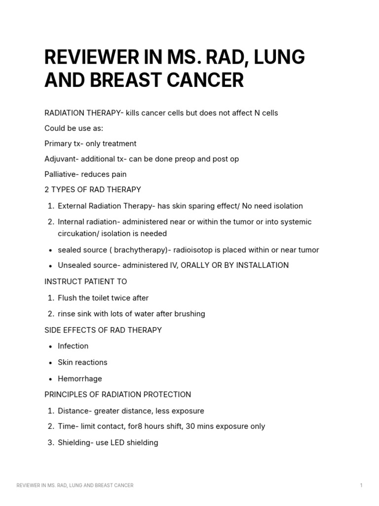 REVIEWER IN MS. Rad Lung and Breast Cancer | PDF