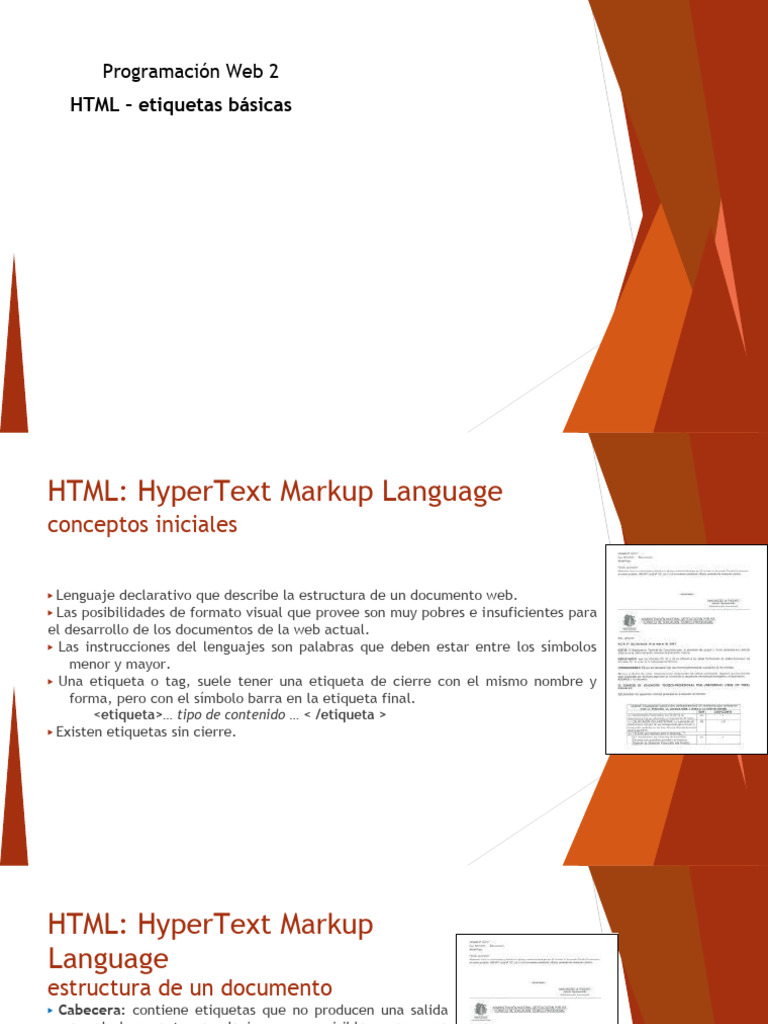 HTML - Etiquetas Básicas - WEB | PDF | HTML | Lenguaje de marcado