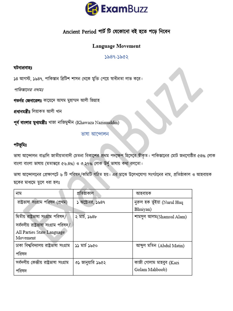 Language Movement & Liberation War | PDF