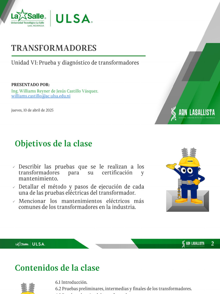 Sesión 24. Unidad VI. Prueba y Diagnóstico de Transformadores | PDF